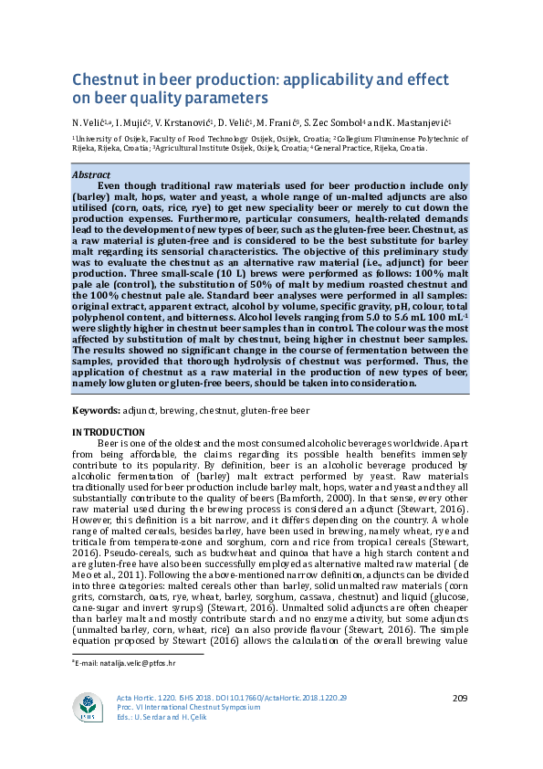 (PDF) Chestnut in beer production: applicability and effect on beer ...