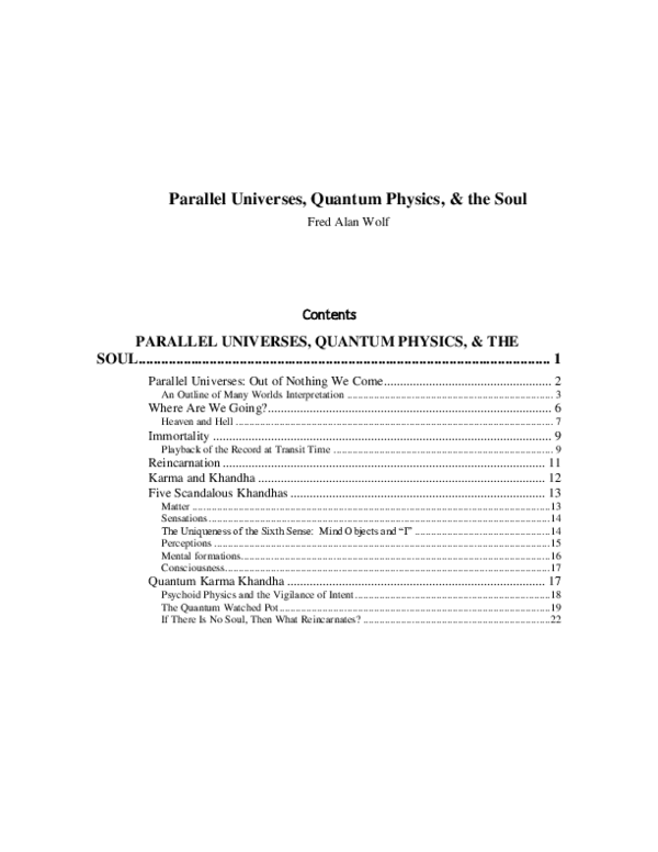 (PDF) Parallel Universes & Quantum Physics & the Soul