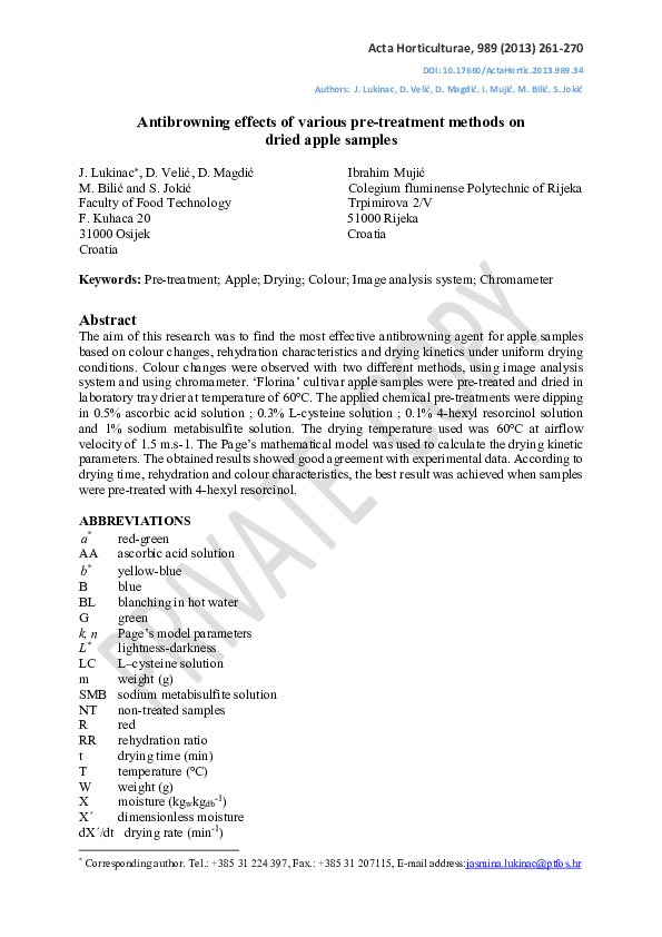 (PDF) Antibrowning effects of various pre-treatment methods on dried ...