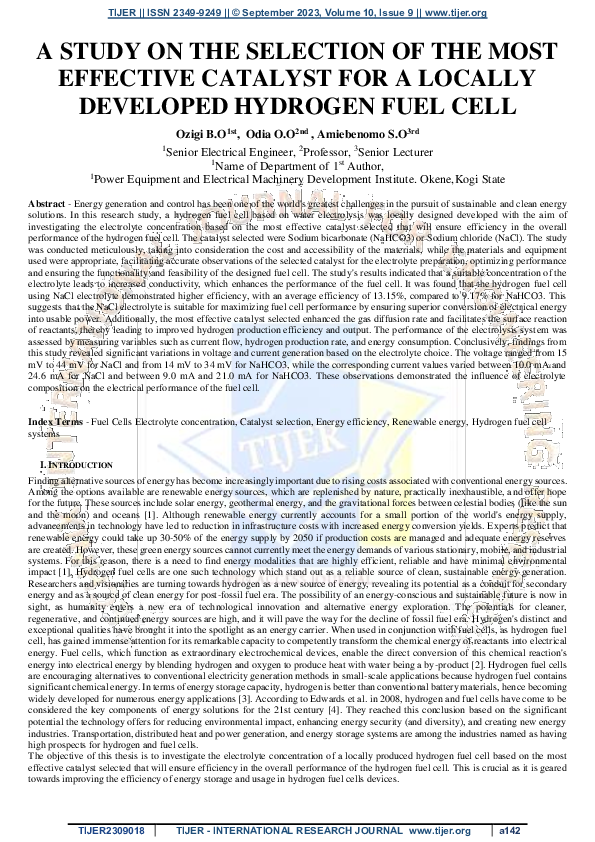 (PDF) A STUDY ON THE SELECTION OF THE MOST EFFECTIVE CATALYST FOR A LOCALLY DEVELOPED HYDROGEN ...