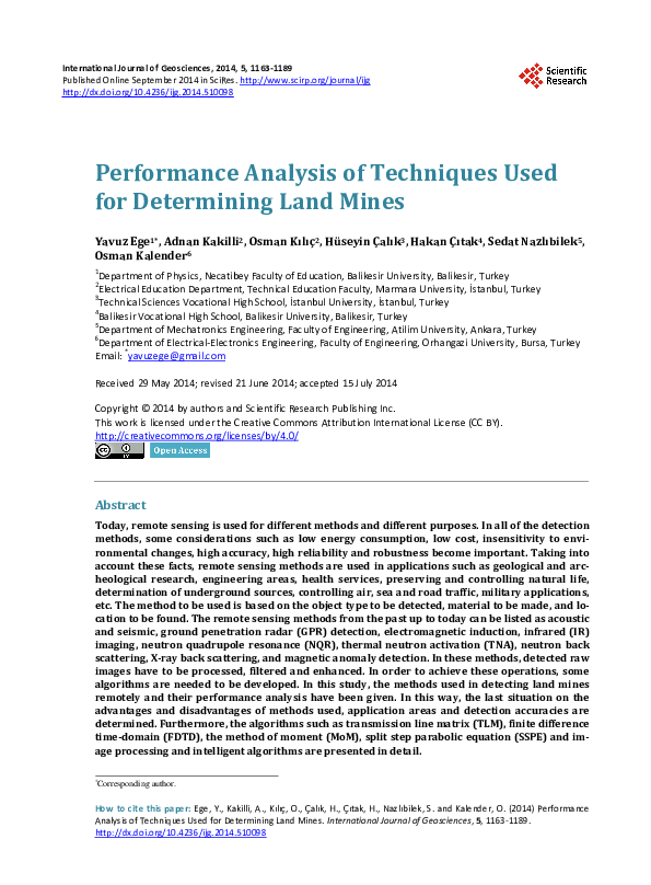 (PDF) Performance Analysis of Techniques Used for Determining Land ...