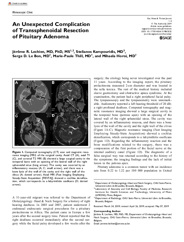 (PDF) An Unexpected Complication of Transsphenoidal Resection of ...
