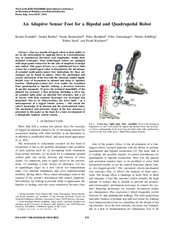 (PDF) An adaptive sensor foot for a bipedal and quadrupedal robot ...