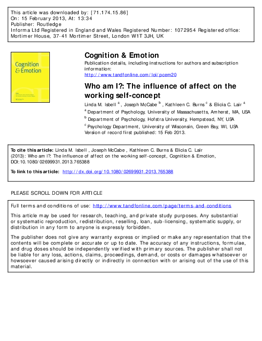 (PDF) Who am I?: The influence of affect on the working self-concept