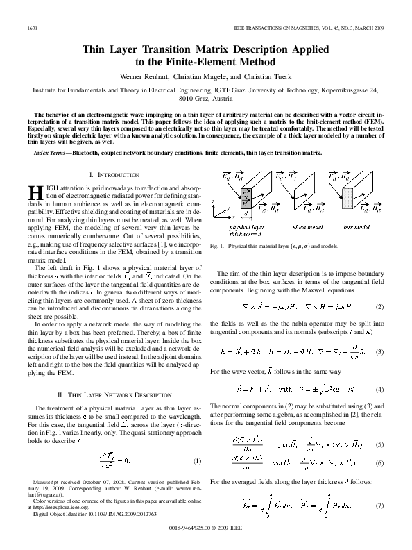 (PDF) Thin Layer Transition Matrix Description Applied to the Finite-Element Method