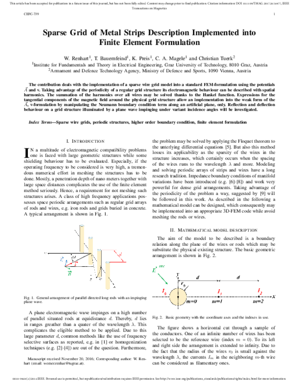 (PDF) Sparse grid of metal strips description implemented into finite element formulation ...