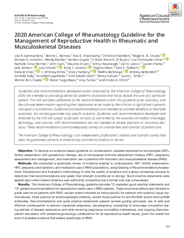 (PDF) 2020 American College of Rheumatology Guideline for the Management of Reproductive Health ...