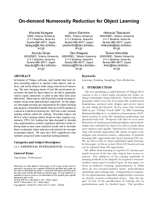 (PDF) On-demand numerosity reduction for object learning | Khamisi ...