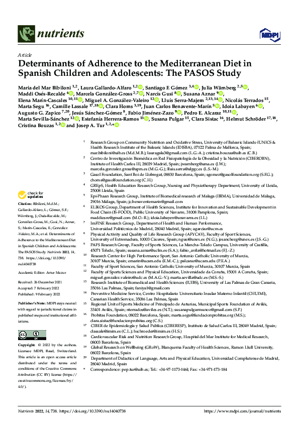 (PDF) Determinants of Adherence to the Mediterranean Diet in Spanish ...