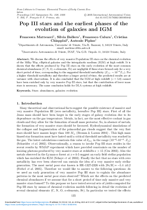 (PDF) Pop III stars and the earliest phases of the evolution of ...