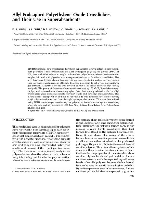 (PDF) Allyl endcapped polyethylene oxide crosslinkers and their use in ...