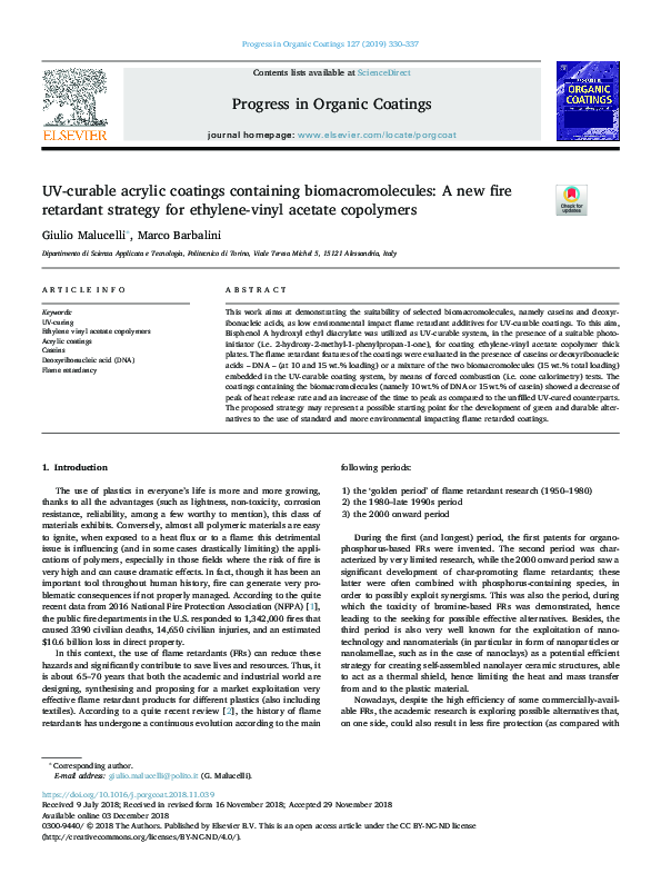(PDF) UV-curable acrylic coatings containing biomacromolecules: A new ...