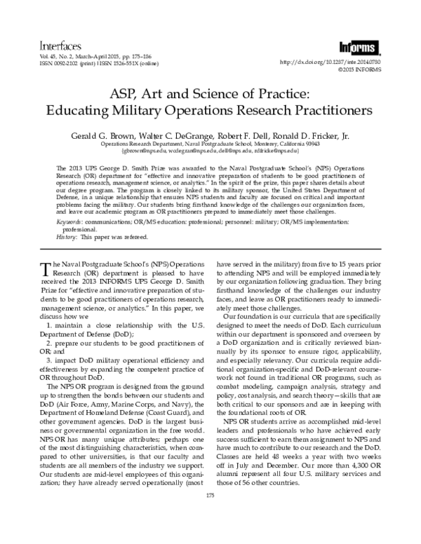 (PDF) Educating Military Operations Research Practitioners