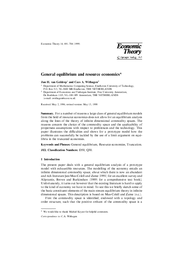 (PDF) General equilibrium and resource economics