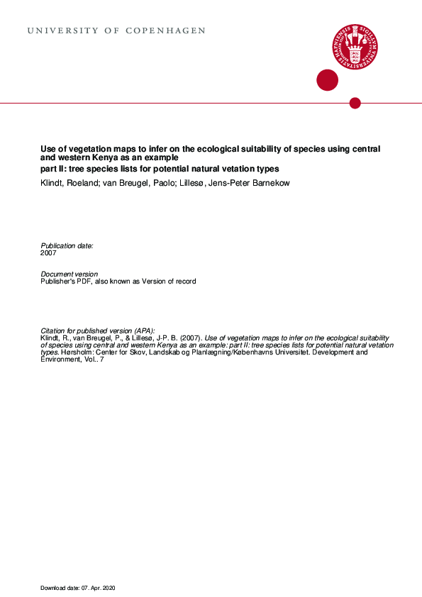 (PDF) Use of vegetation maps to infer on the ecological suitability of ...