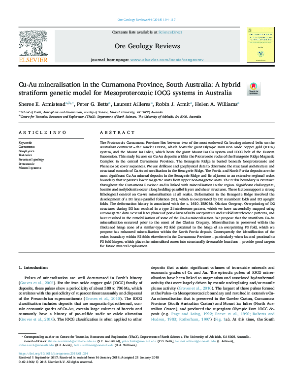(PDF) Cu-Au mineralisation in the Curnamona Province, South Australia ...