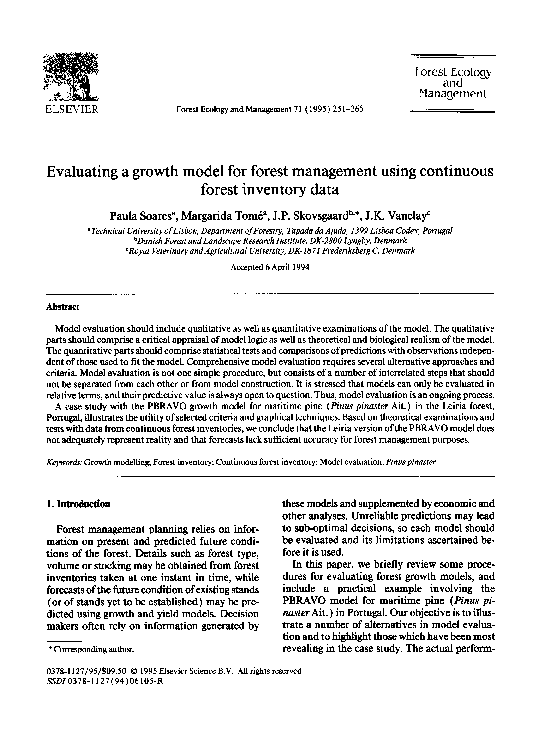 Pdf Evaluating A Growth Model For Forest Management Using Continuous Forest Inventory Data