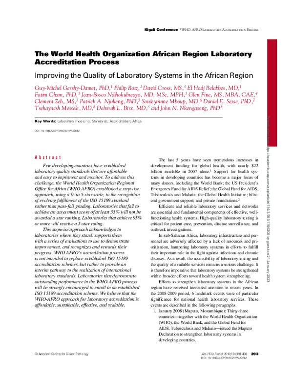 (PDF) The World Health Organization African Region Laboratory ...