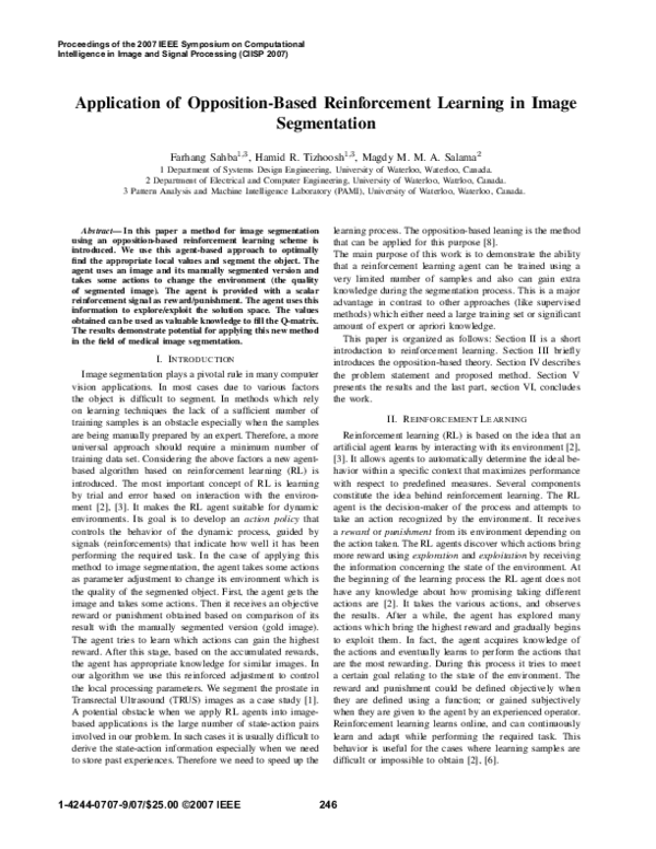 (PDF) Application of Opposition-Based Reinforcement Learning in Image ...