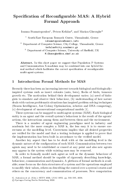 Pdf Specification Of Reconfigurable Mas A Hybrid Formal Approach Ioanna Stamatopoulou
