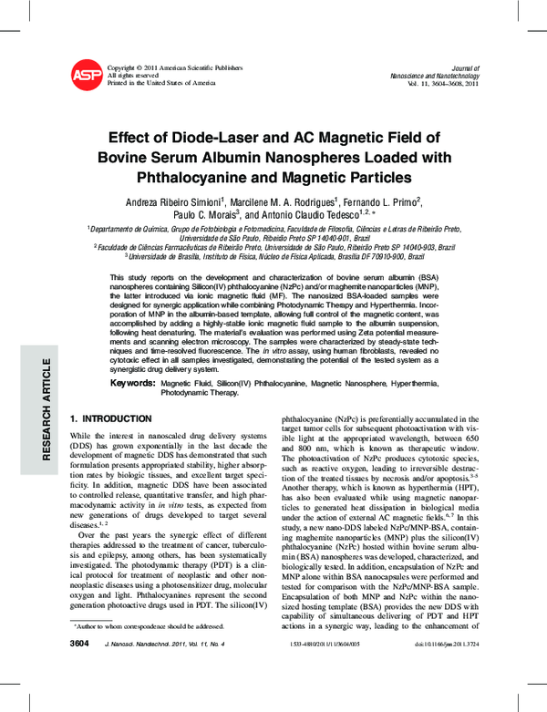 (PDF) Effect of Diode-Laser and AC Magnetic Field of Bovine Serum ...