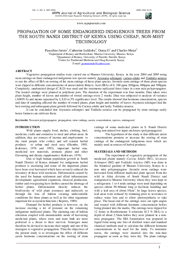 (PDF) Propagation of some endangered indigenous trees from the south ...