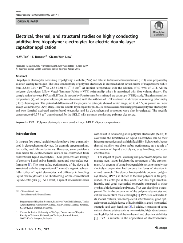 (PDF) Electrical, thermal, and structural studies on highly conducting ...