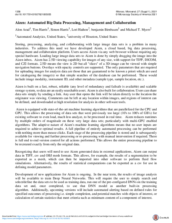 (PDF) Aizen: Automated Big Data Processing, Management and Collaboration