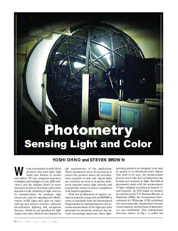 (PDF) Photometry Sensing Light and Color | Yoshi Ohno - Academia.edu