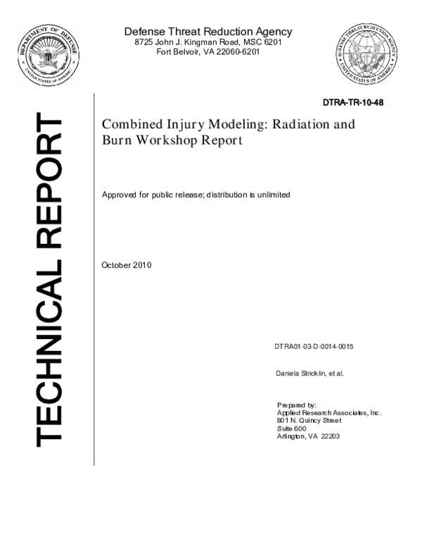 (PDF) Combined Injury Modeling: Radiation and Burn Workshop Report