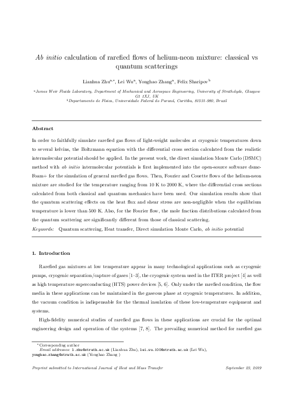 (PDF) Ab initio calculation of rarefied flows of helium-neon mixture: Classical vs quantum ...