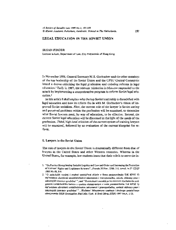 (PDF) Legal Education in the Soviet Union