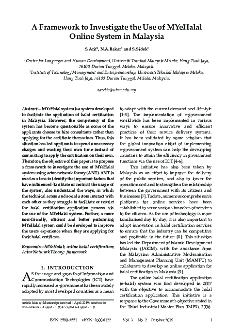 (PDF) A Framework to Investigate the Use of MYeHalal Online System ...