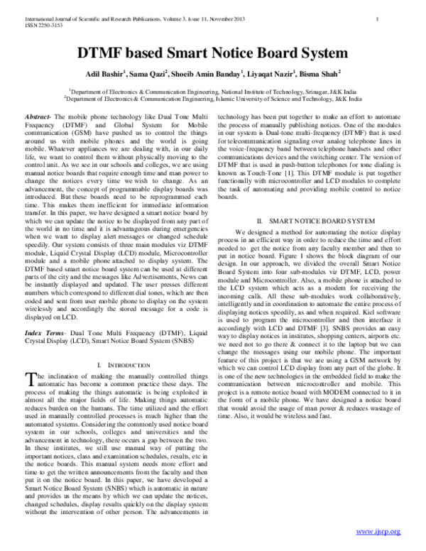 (PDF) DTMF based Smart Notice Board System | Bisma Shah - Academia.edu