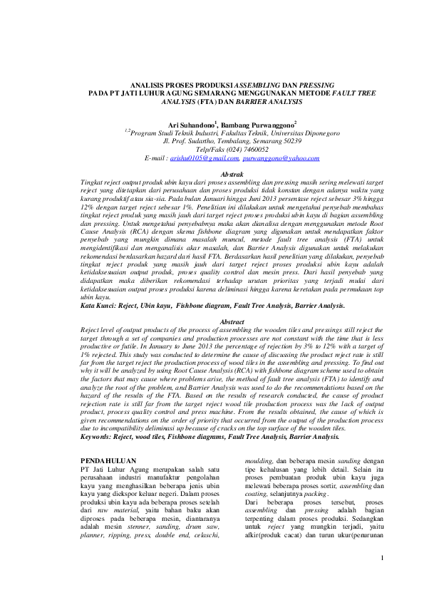 (PDF) Analisis Proses Produksi Assembling Dan Pressing Pada PT Jati ... (PDF) Analisis Proses Produksi Assembling Dan Pressing Pada PT Jati ...