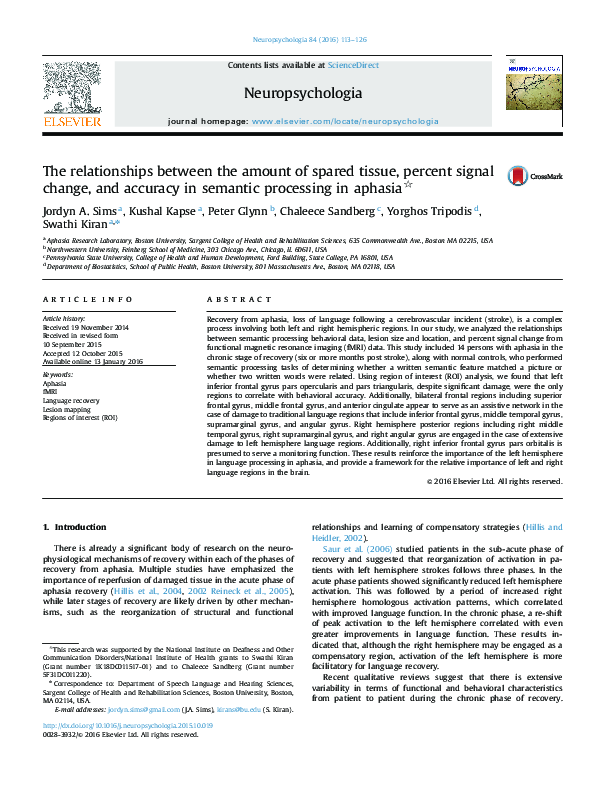 (PDF) The Relationships between the amount of spared tissue, percent ...