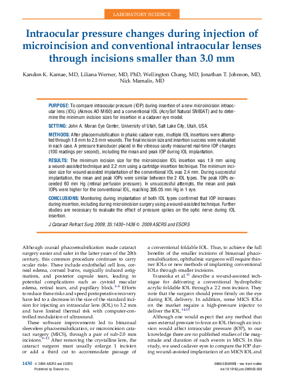 (PDF) Intraocular pressure changes during injection of microincision ...