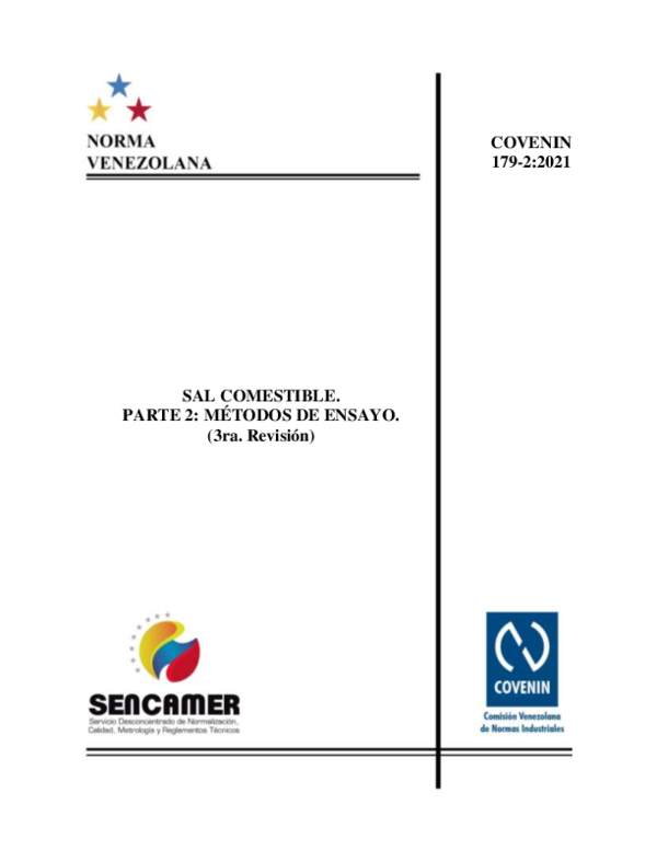 (PDF) Norma COVENIN 179 2 2021 SAL COMESTIBLE Parte 2 Metodos de Ensayo ...