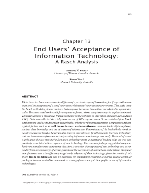(PDF) End Users' Acceptance of Information Technology