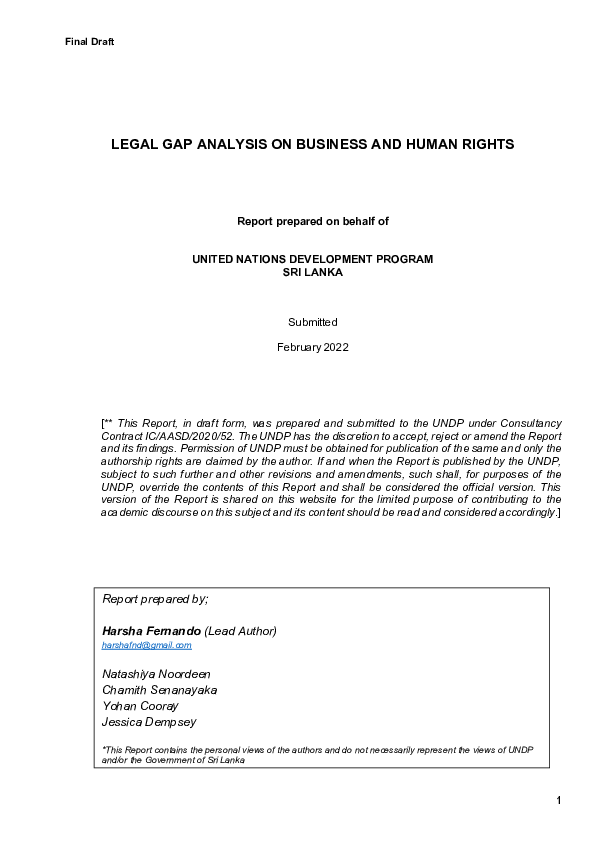(PDF) LEGAL GAP ANALYSIS ON BUSINESS AND HUMAN RIGHTS