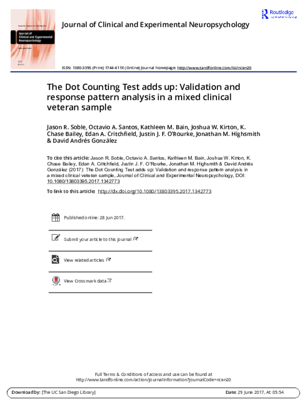 (PDF) The Dot Counting Test adds up: Validation and response pattern ...