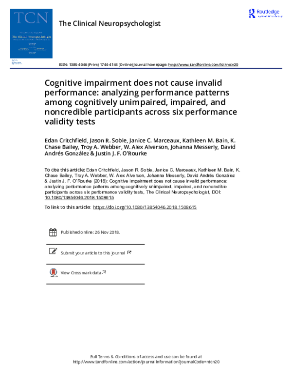 (PDF) Cognitive impairment does not cause invalid performance: analyzing performance patterns ...