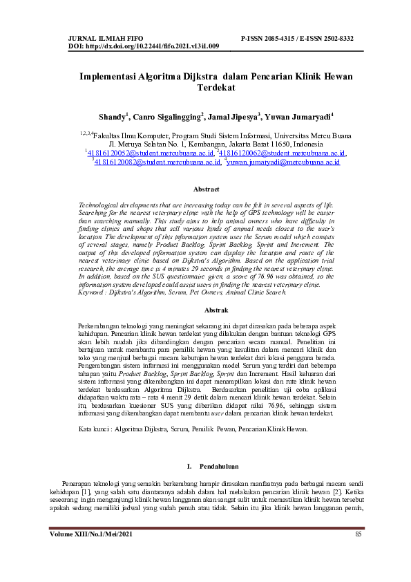 (PDF) Implementasi Algoritma Dijkstra dalam Pencarian Klinik Hewan Terdekat