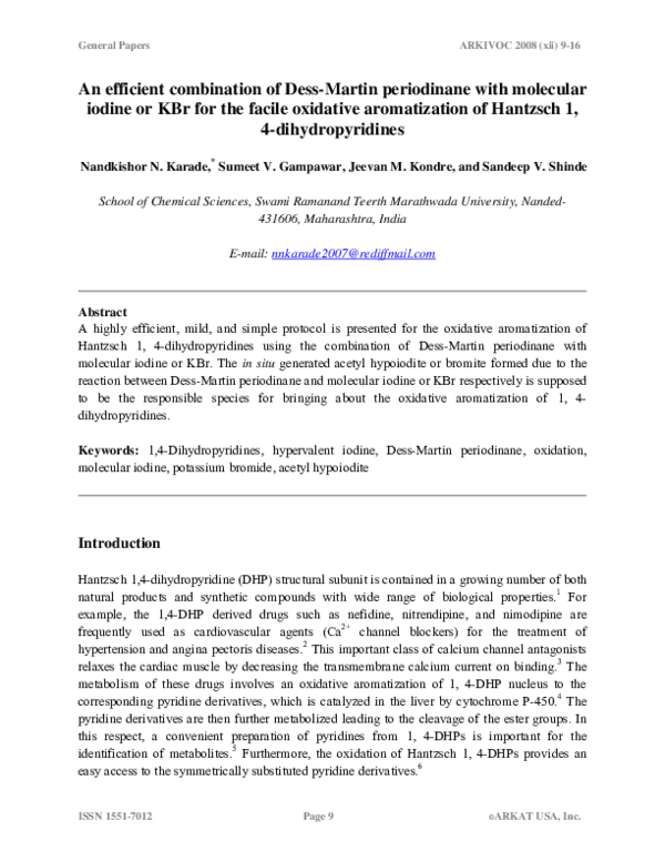 (PDF) An efficient combination of Dess-Martin periodinane with ...