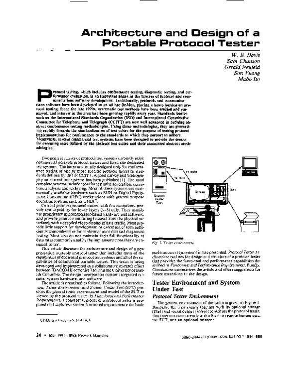 (PDF) Architecture and design of a portable protocol tester