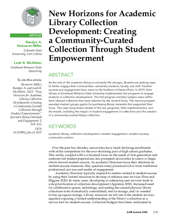 (PDF) New horizons for academic library collection development ...