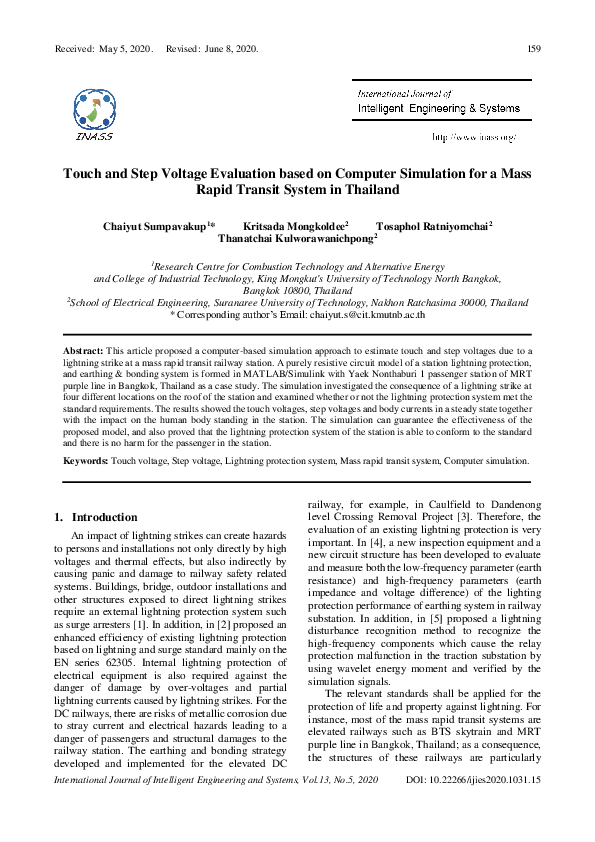 (PDF) Touch and Step Voltage Evaluation based on Computer Simulation for a Mass Rapid Transit ...