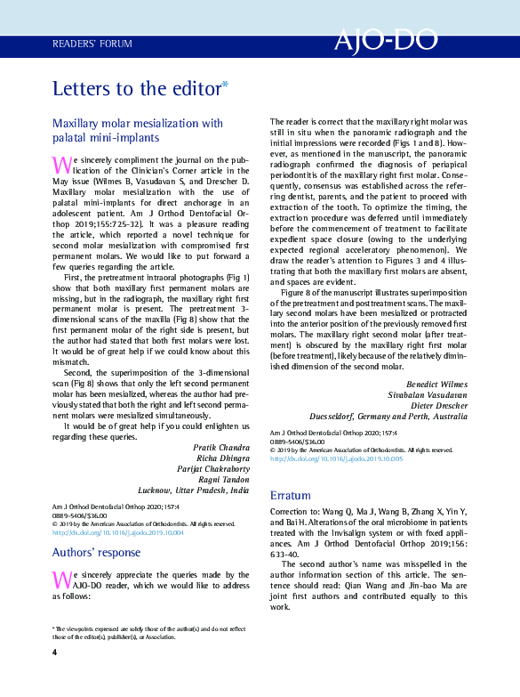(PDF) Maxillary molar mesialization with palatal mini-implants