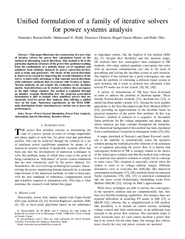(PDF) Unified formulation of a family of iterative solvers for power systems analysis