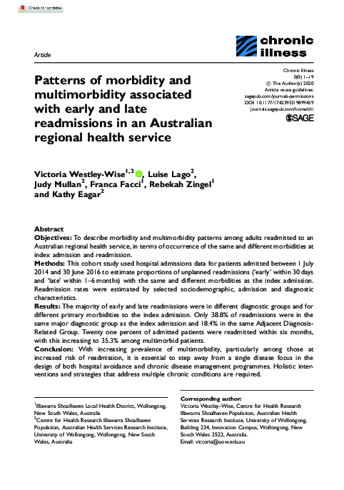 (PDF) Patterns of morbidity and multimorbidity associated with early and late readmissions in an ...